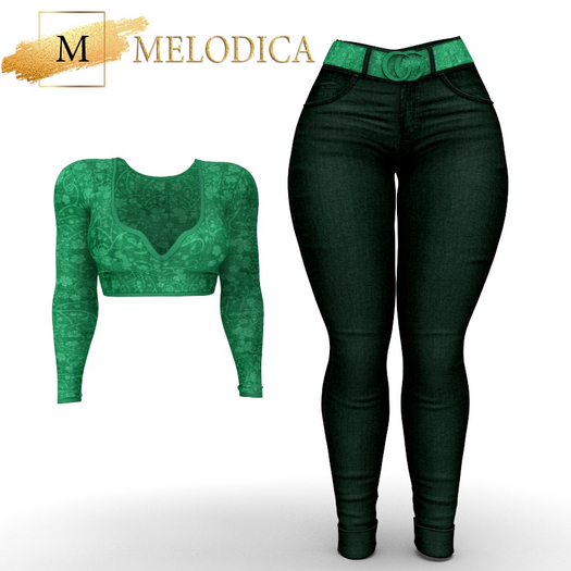 Second Life Marketplace Green Outfit Reborn